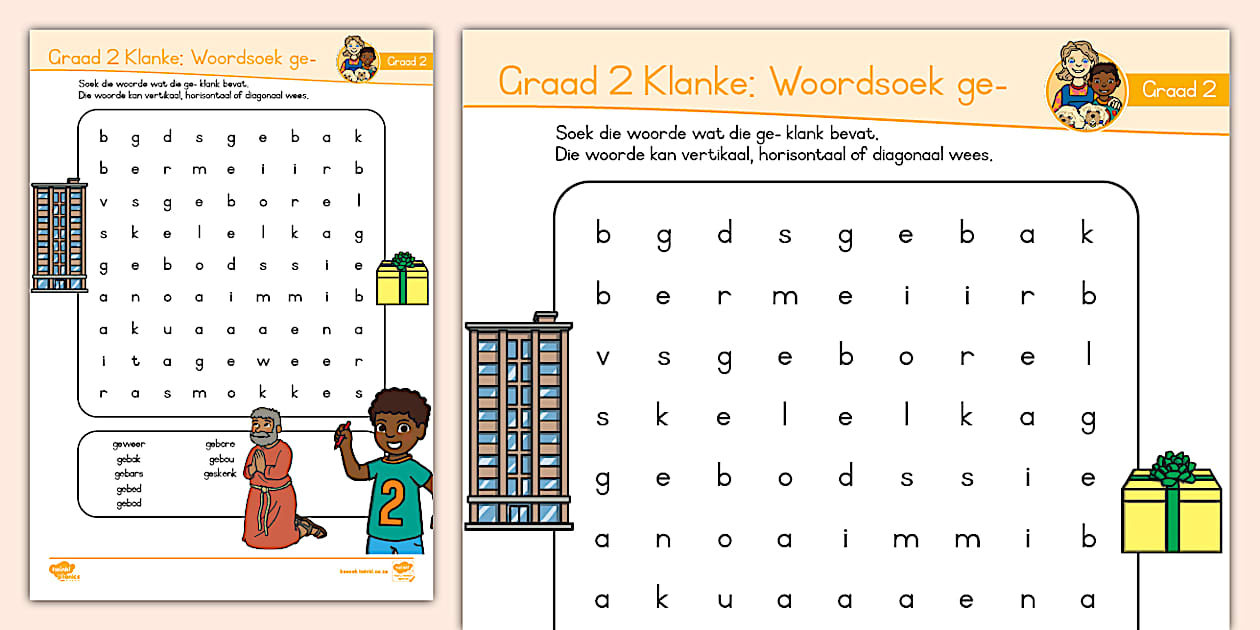 Graad 2 Klanke Woordsoek ge- (teacher made) - Twinkl