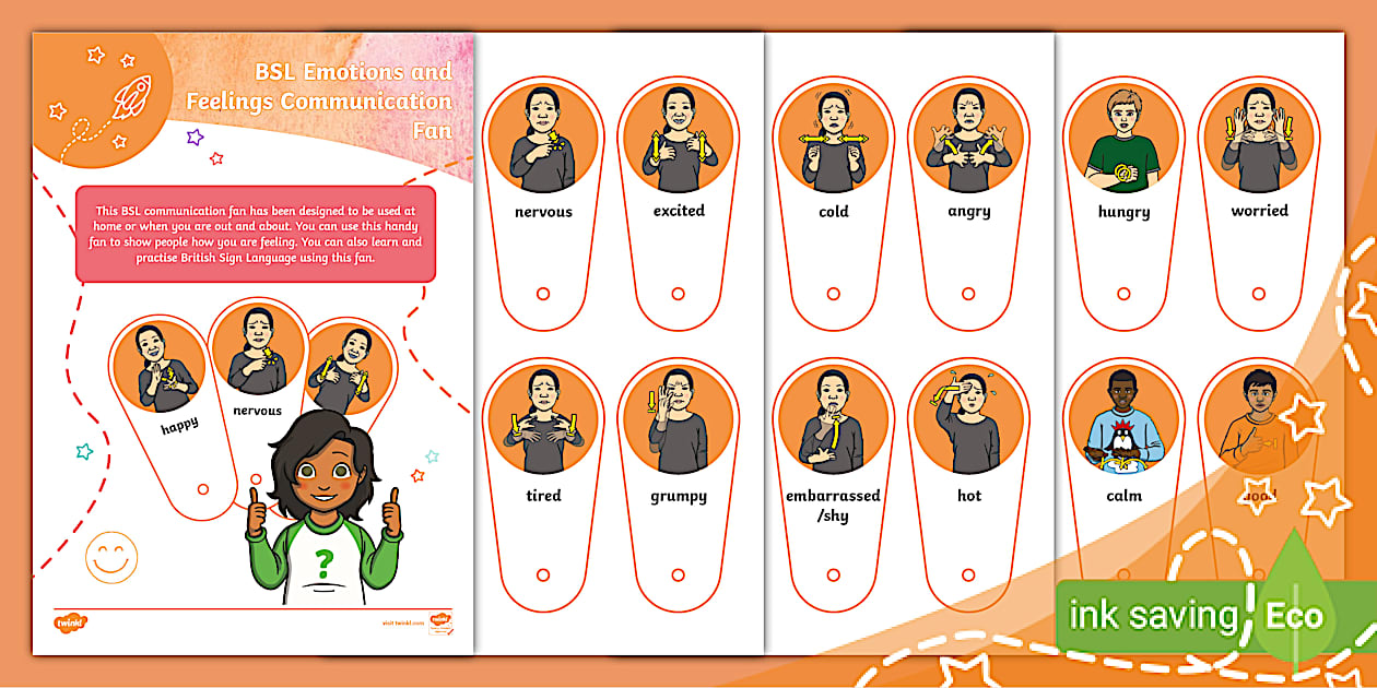 BSL: Emotions and Feelings Communication Fan (teacher made)