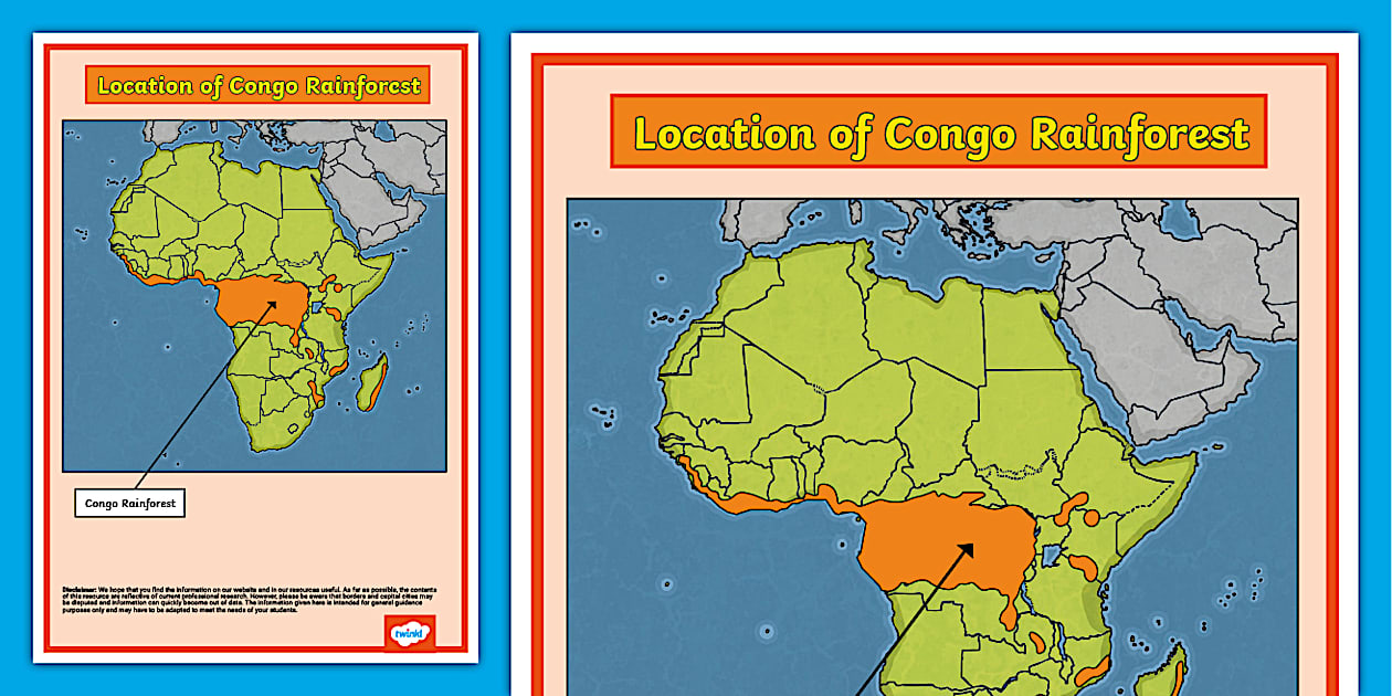Location of Congo Rainforest Display Poster