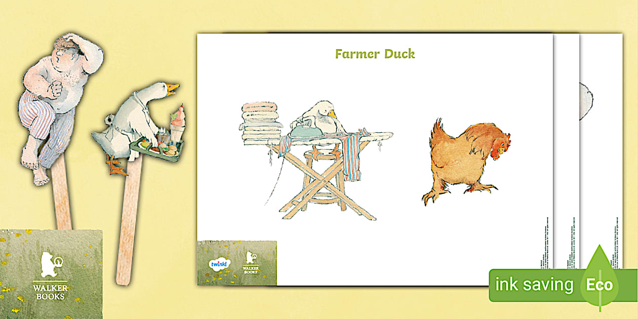 FREE! - Farmer Duck Stick Puppets - Twinkl
