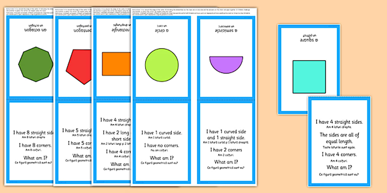 2D Shape What Am I? Game Romanian Translation (teacher made)