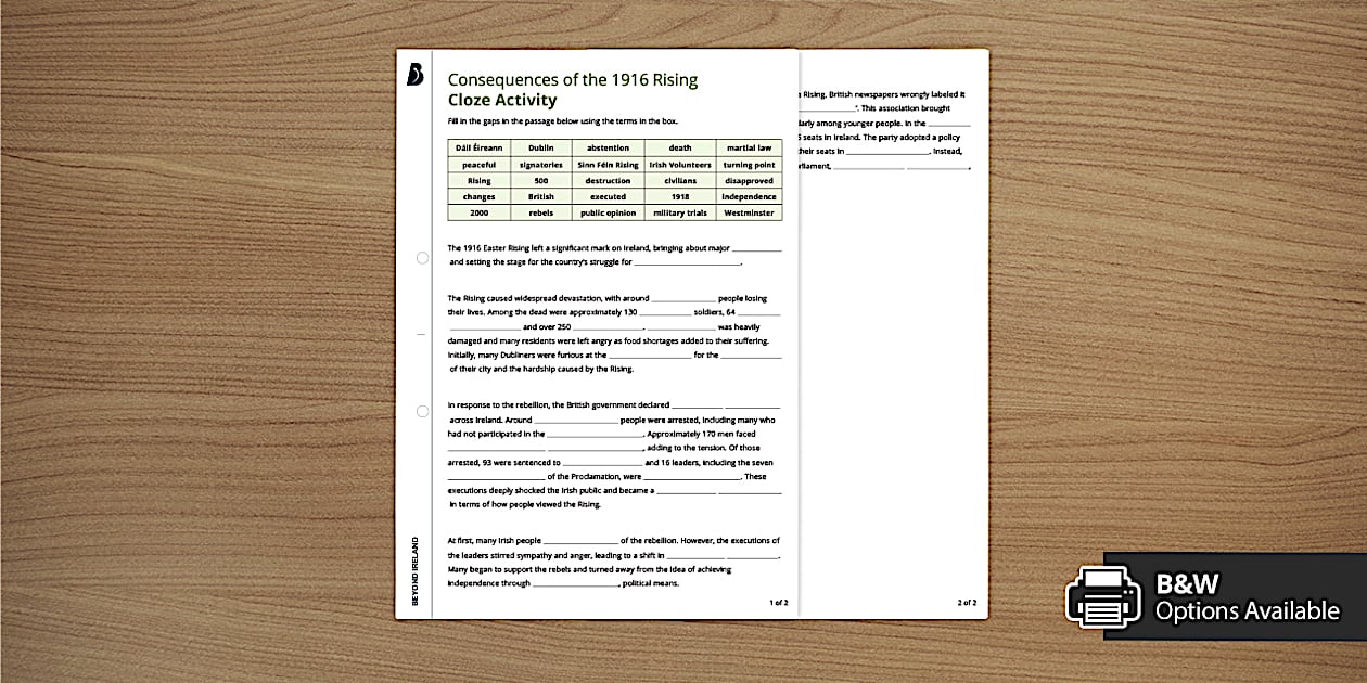 Consequences of the 1916 Rising Activity
