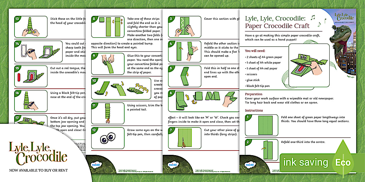 Paper Crocodile Craft | Lyle, Lyle, Crocodile | Twinkl