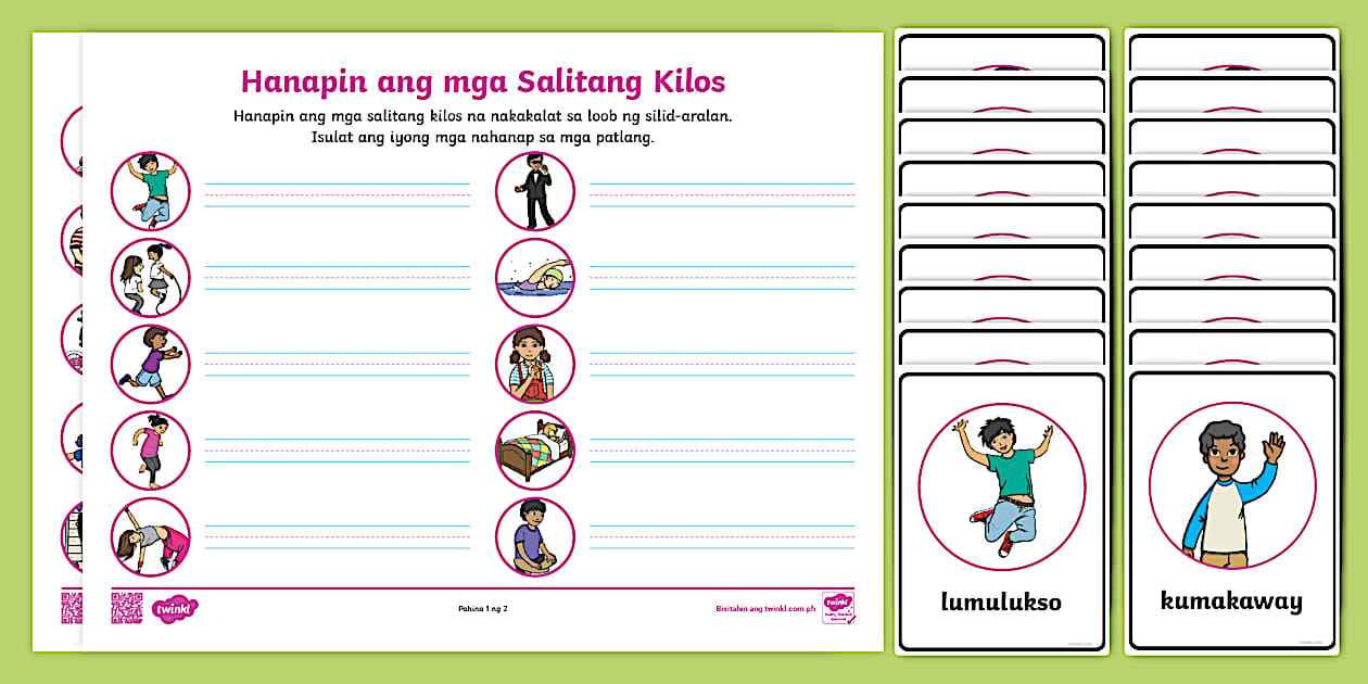 Hanapin ang mga Salitang Kilos Worksheet | Twinkl PH