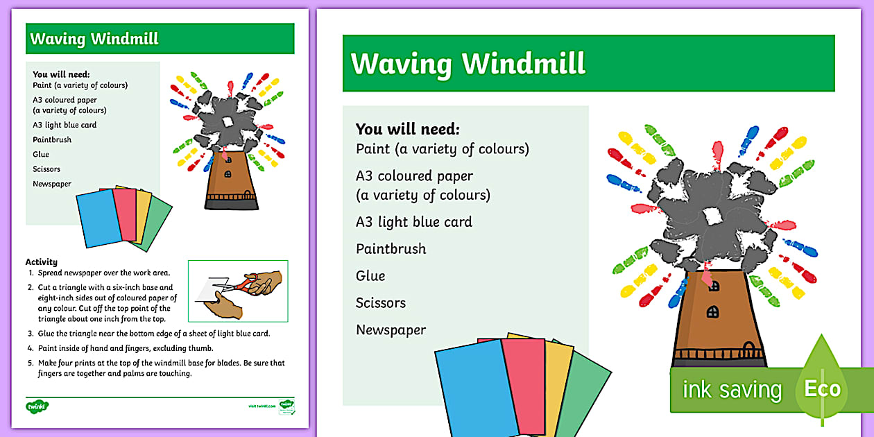 Waving Windmill Hand Painting Activity (teacher made)