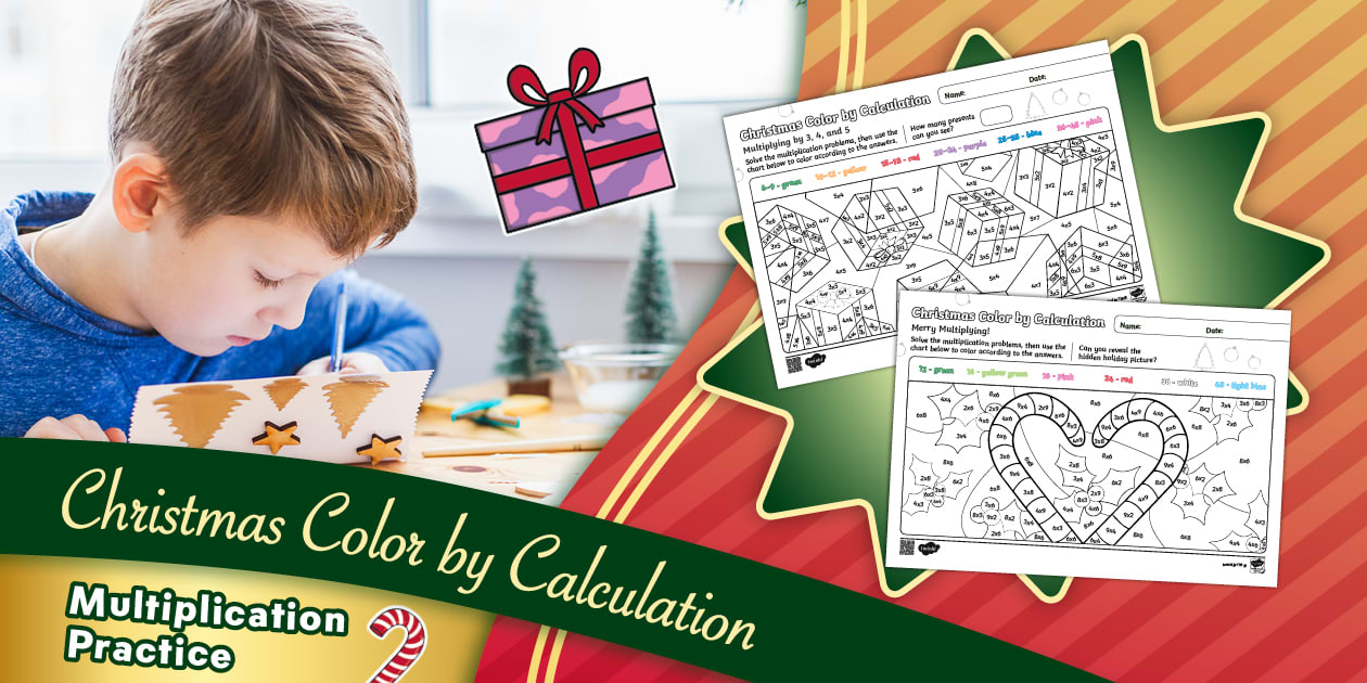 Christmas Color by Calculation for Multiplication Practice
