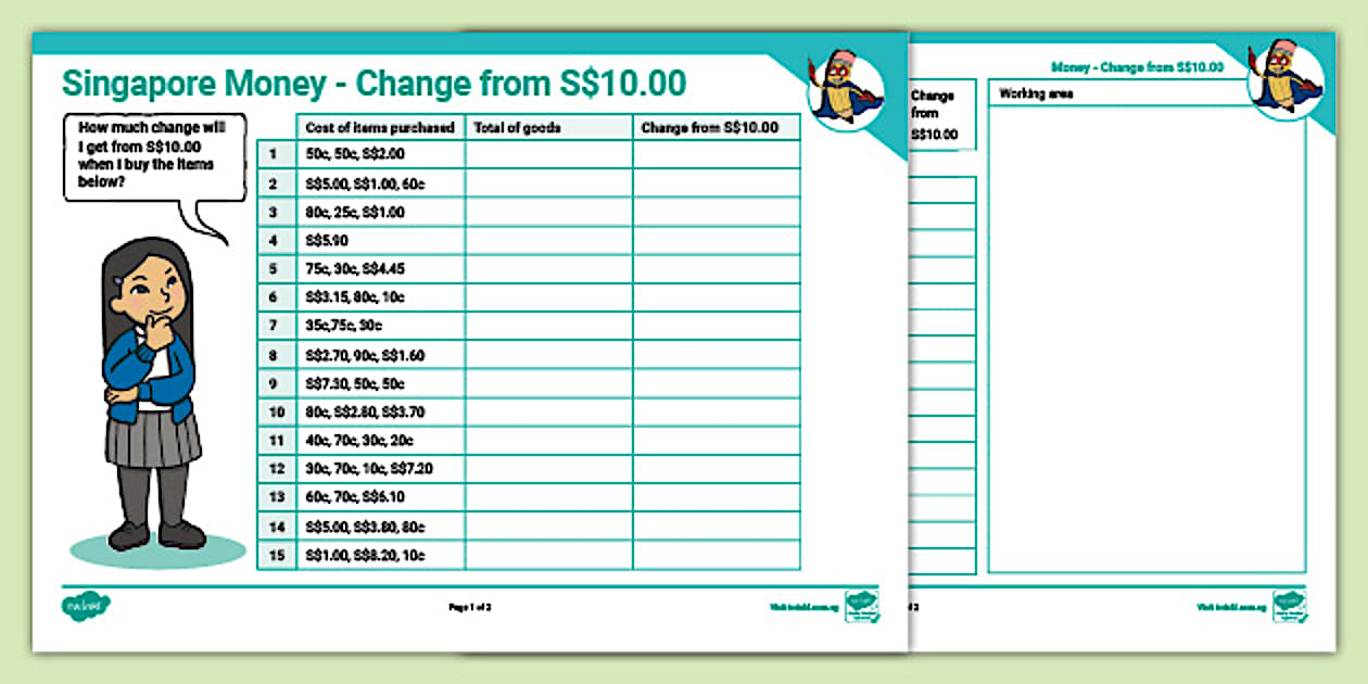 Singapore Money Activity Sheet (teacher made) - Twinkl
