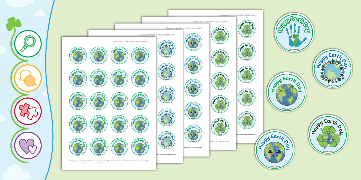 Happy Earth Day Stickers (teacher made) - Twinkl
