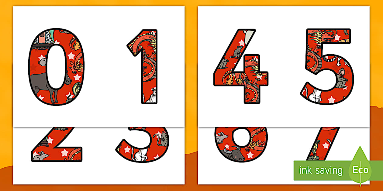 Chinese New Year Story Themed Display Numbers - Twinkl