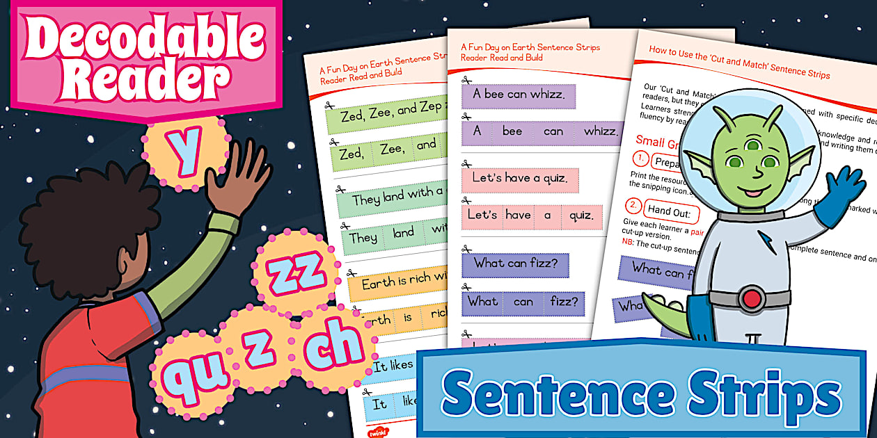 FP Phonics-y, z, zz, qu, ch Decodable Reader-Sentence Strips