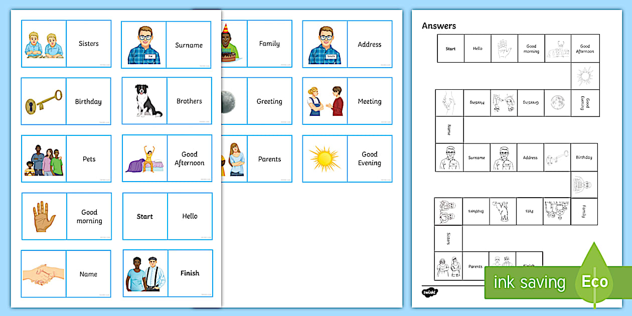 Black and White Introducing Myself Dominoes (teacher made)