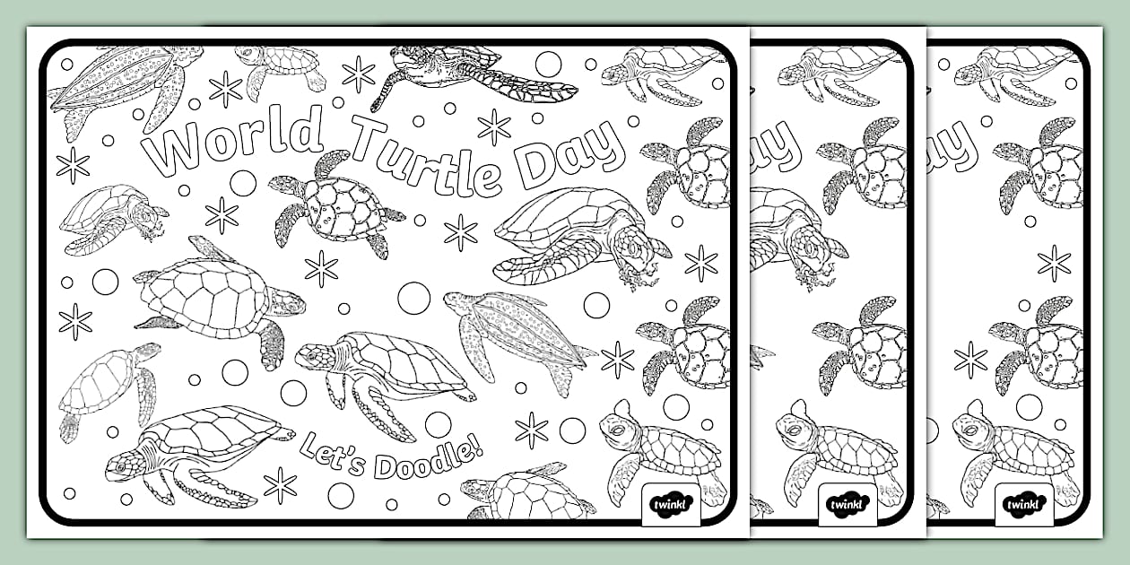 World Turtle Day Doodle Colouring Pages - Twinkl - KS1