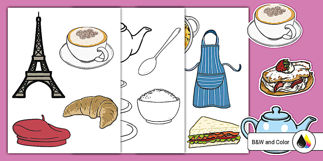 Parisian Cafe Dramatic Play Cutouts