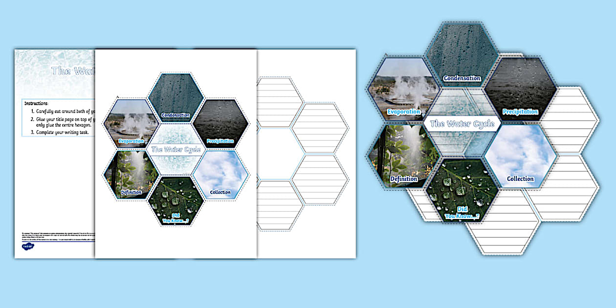 Water Cycle Hexagon Writing Template (teacher made) - Twinkl