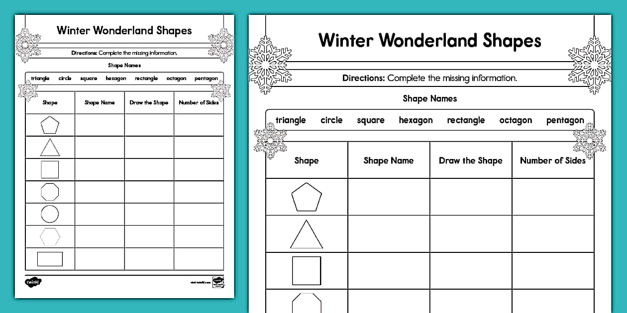 Second Grade Winter Wonderland Shapes (teacher made)