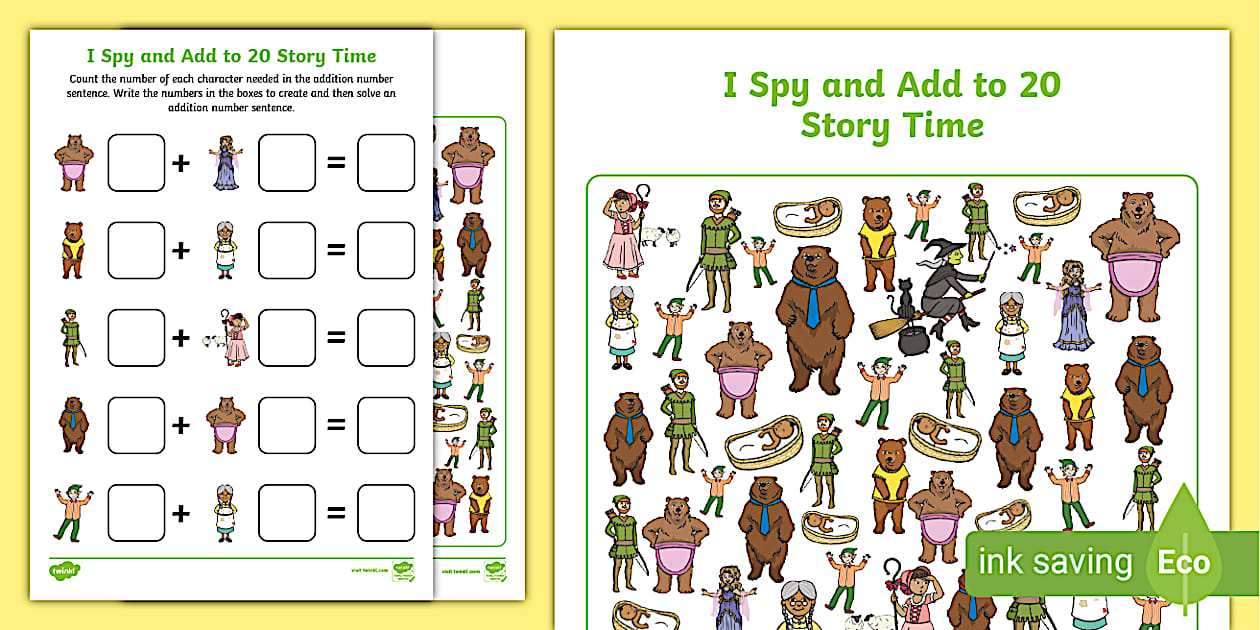 👉 I Spy and Add to 20 Story Time Activity