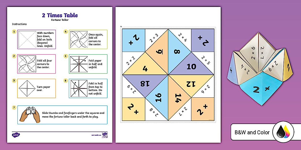 2 Times Table Fortune Teller (teacher made) - Twinkl