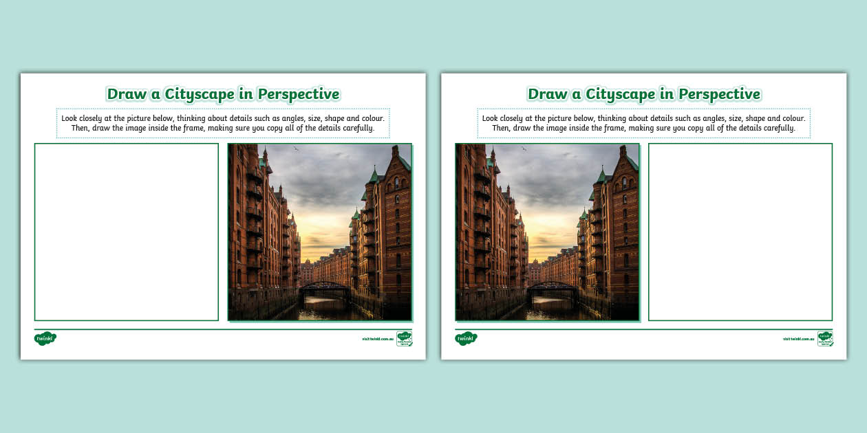 * NEW * Draw a Cityscape in Perspective Worksheet - Twinkl