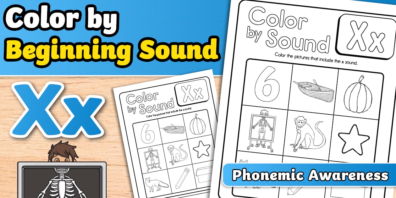 Color by Beginning Sound: Letter x Worksheet - Twinkl