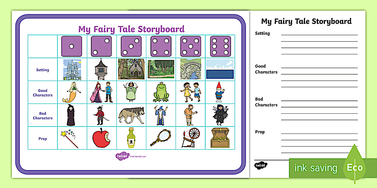 Editable Fairytale Storytelling Prompt Dice Game - Twinkl