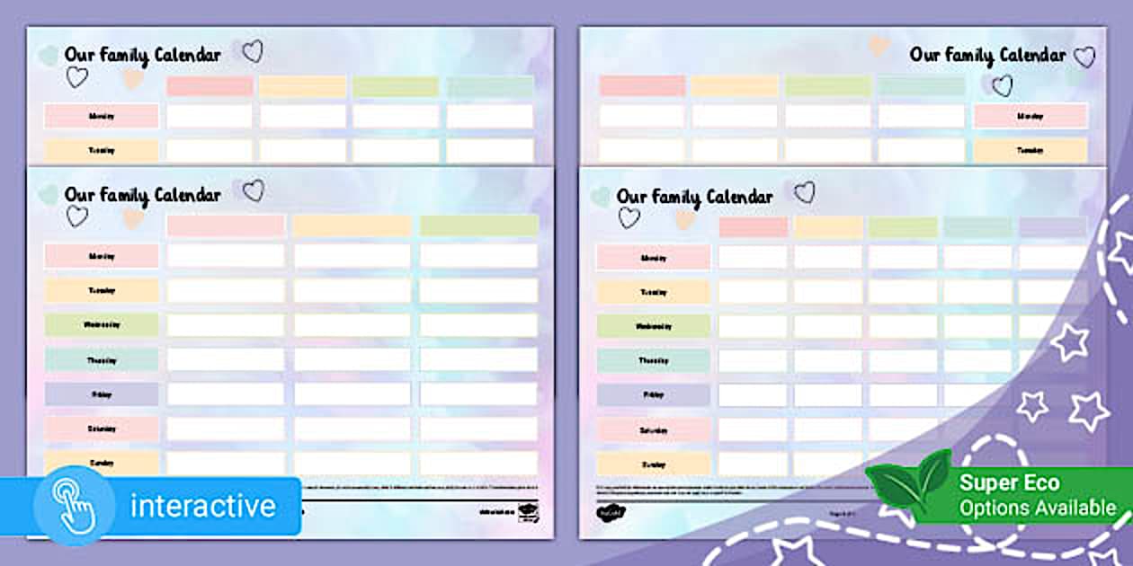 Family Calendar (teacher made) - Twinkl