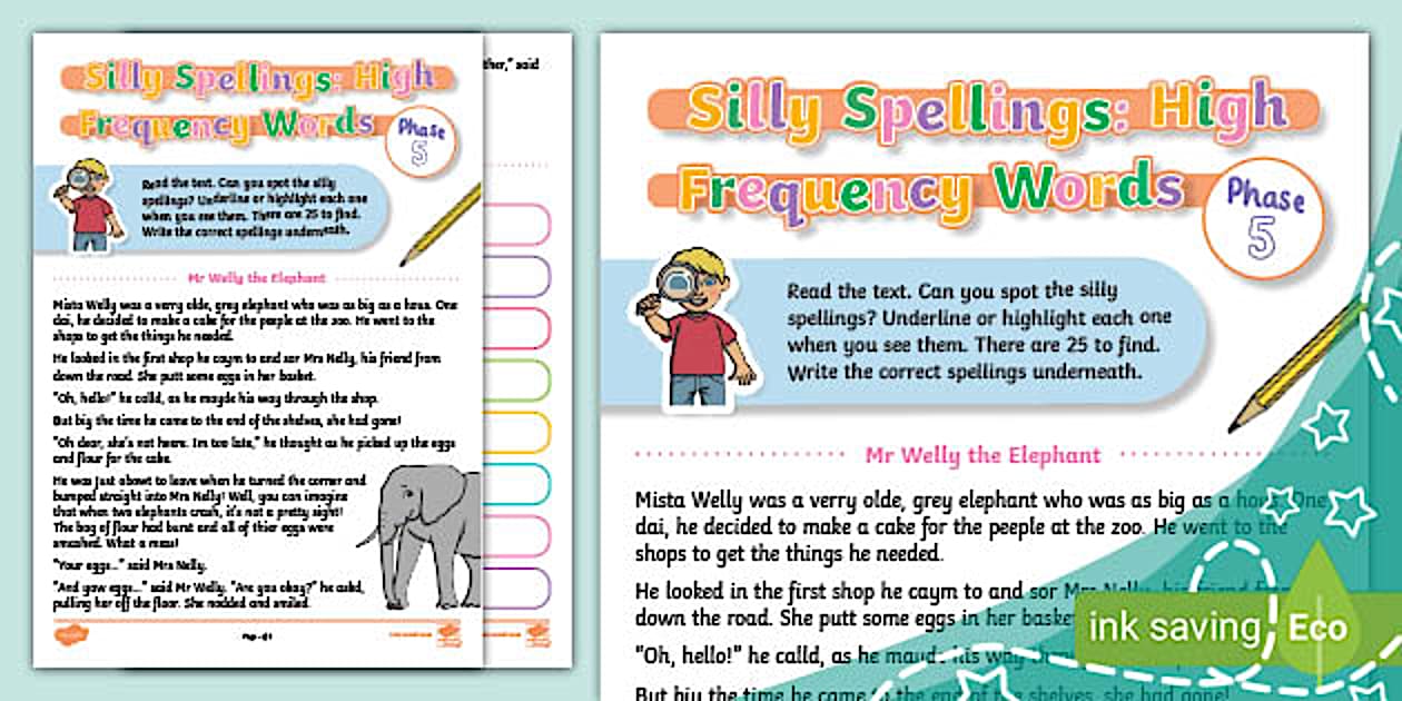 Silly Spellings: High Frequency Words Phase 5 (Ages 5 - 7)
