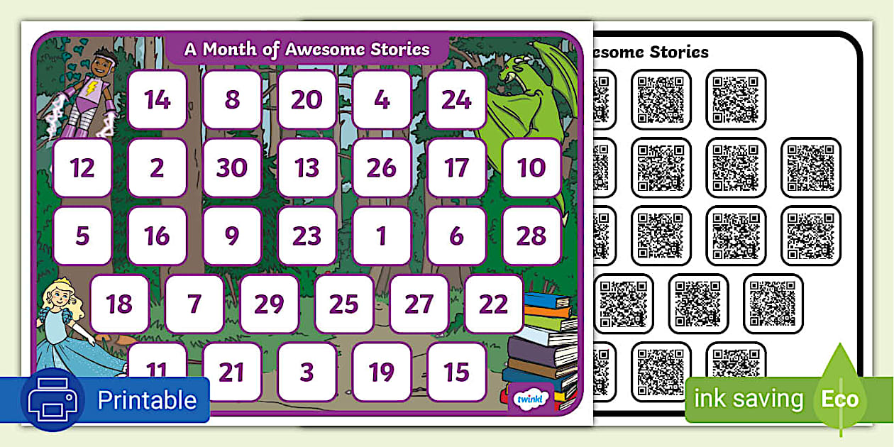 A Month of Awesome Stories Surprise Calendar (teacher made)