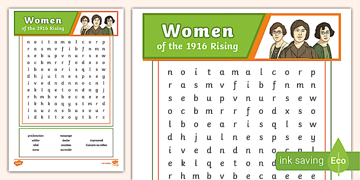 Women of the 1916 Rising (Word Search) (teacher made)