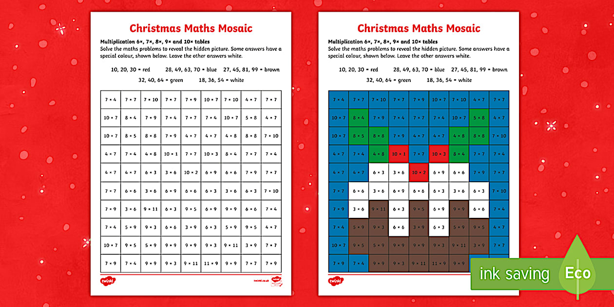 6, 7, 8 and 9 Times Tables - Christmas Times Tables resource