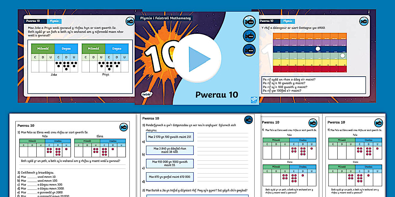 Meistroli Mathemateg: Pwerau 10