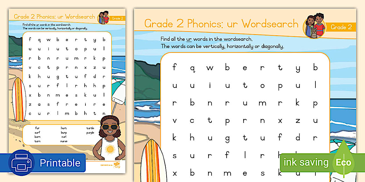 Grade 2 Phonics: ur Wordsearch (Teacher-Made) - Twinkl