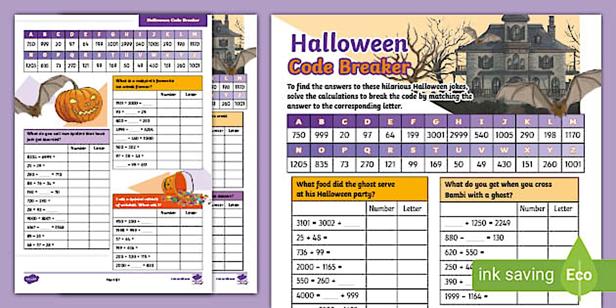 👉 Year 6 Halloween Code Breaker (teacher made) - Twinkl