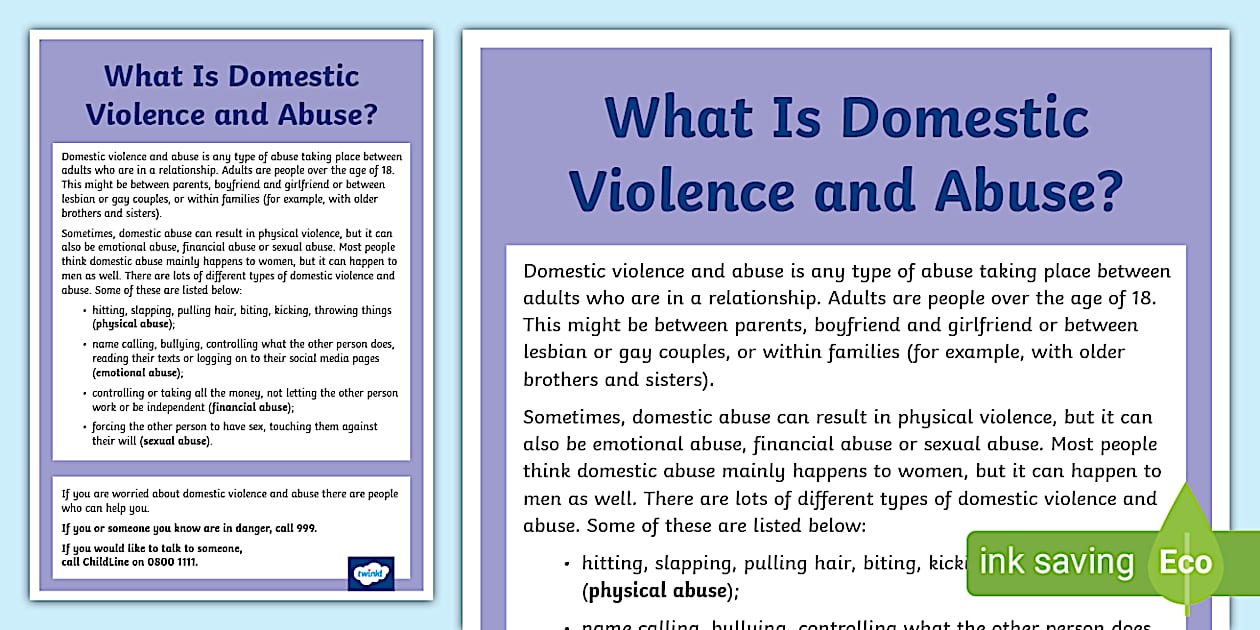 What Is Domestic Violence and Abuse? - Twinkl