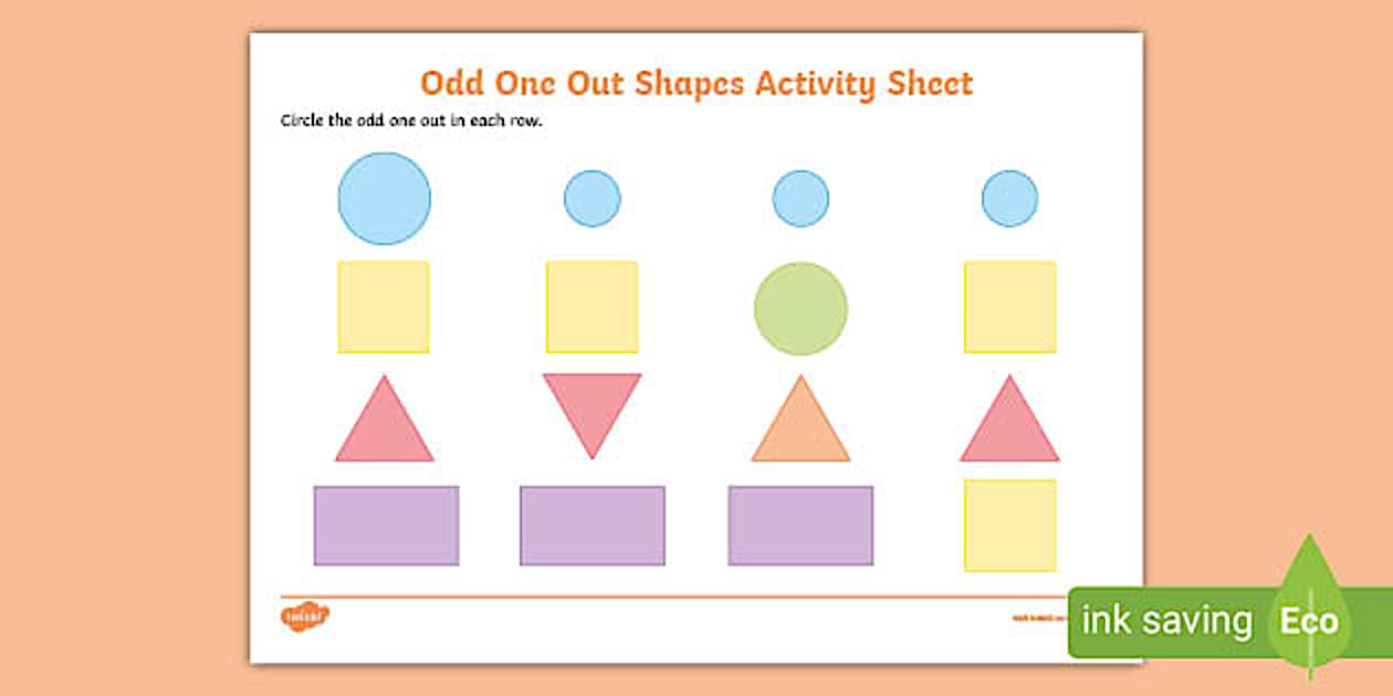 👉 Odd One Out Shapes Worksheet (teacher made) - Twinkl