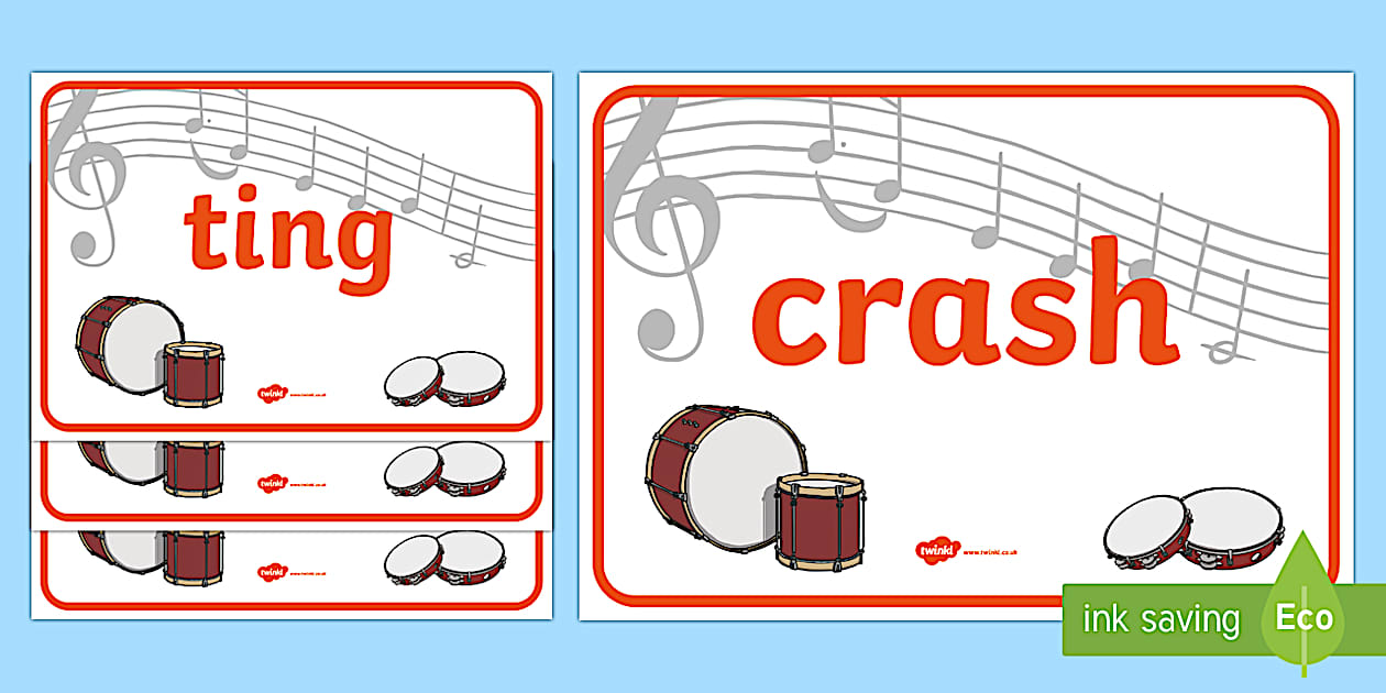 Drum Sounds Display Posters (Teacher-Made) - Twinkl