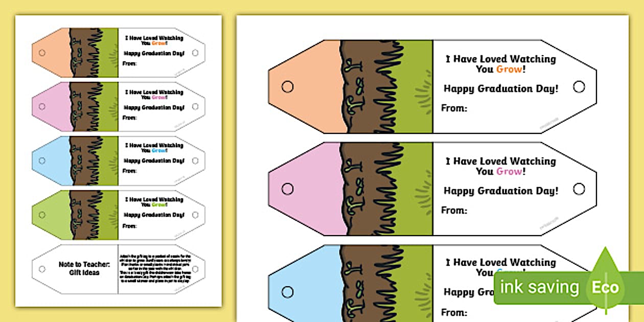 Editable Kindergarten Graduation Gift Tags (teacher made)