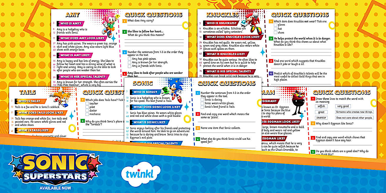 FREE! - Sonic: 60-Second Reads - Fact Files Activity Pack [Ages 5-7]