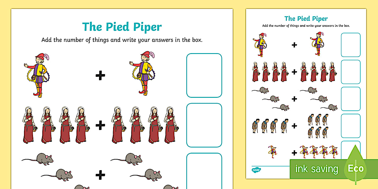 The Pied Piper Addition Sheet (teacher made) - Twinkl