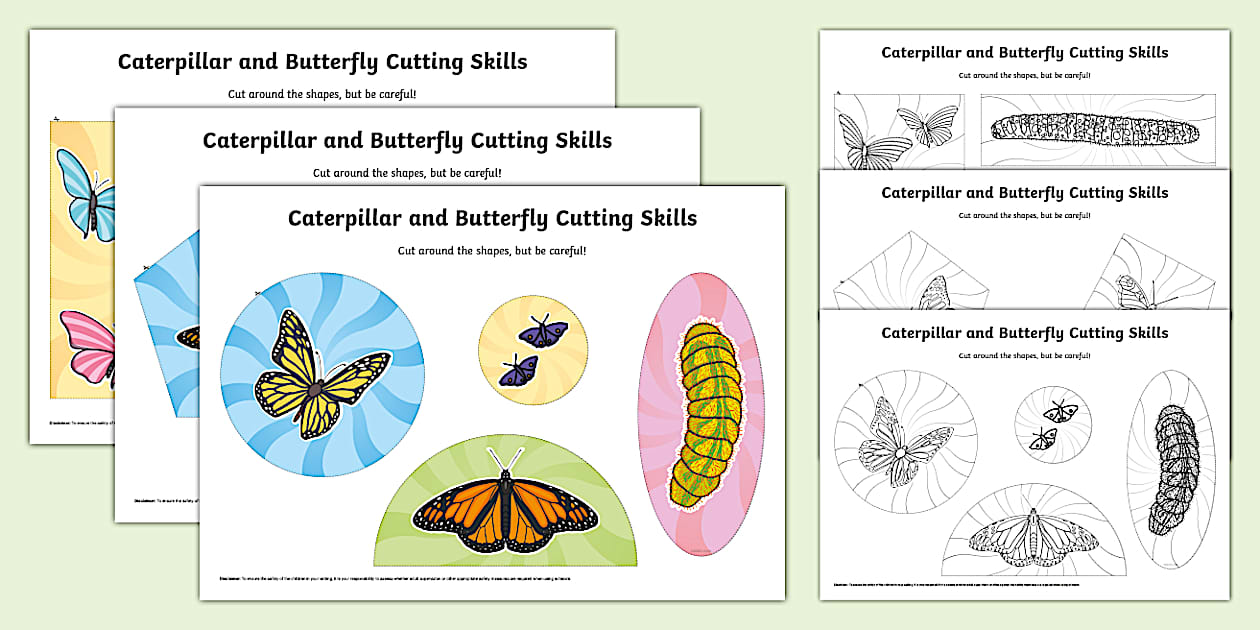 Caterpillar and Butterfly Cutting Skills Activity - Twinkl
