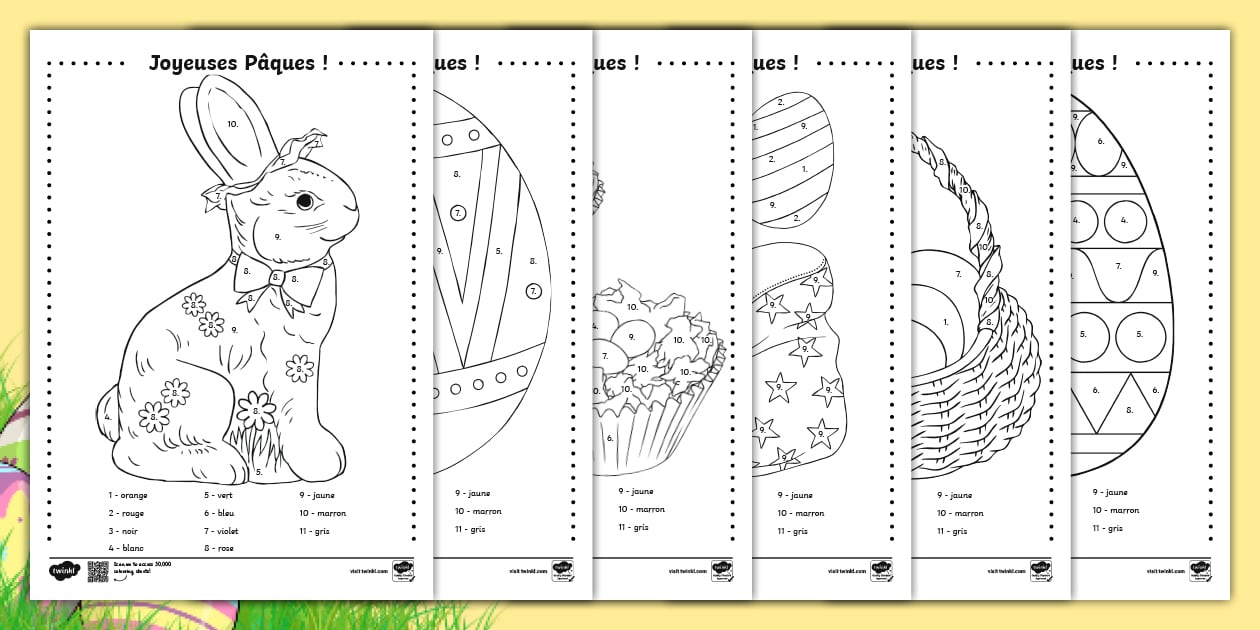 👉 French: Easter Colour by Number Sheets - KS2 Resource