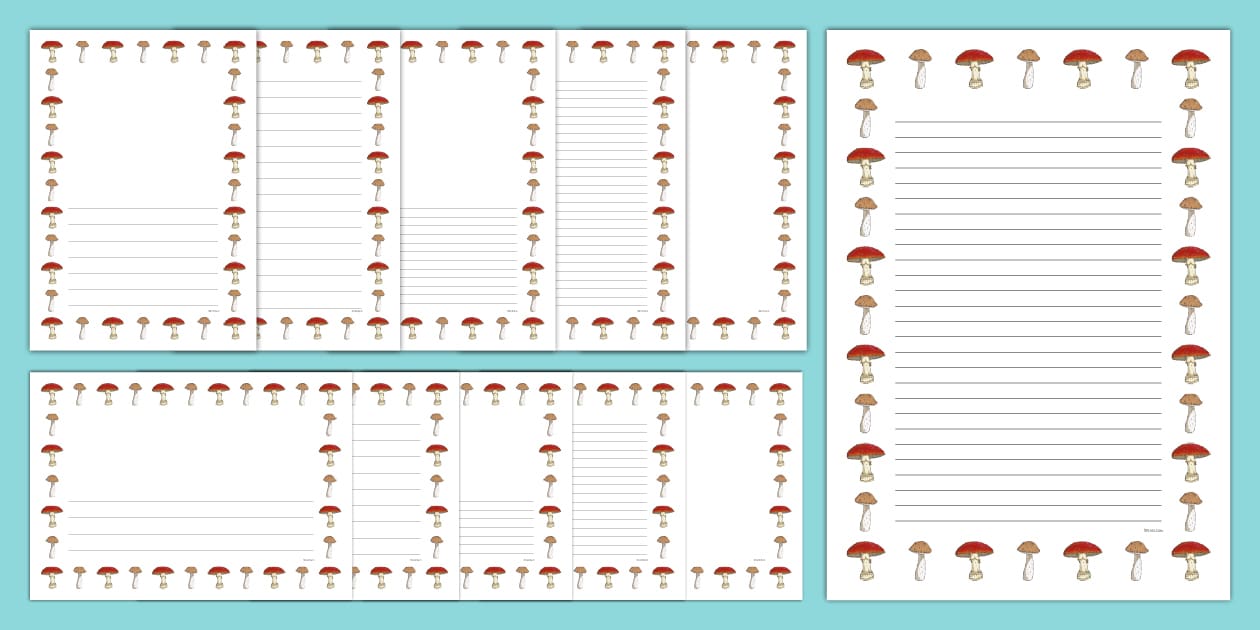 Mushroom Full Page Borders - Twinkl Writing (Teacher-Made)