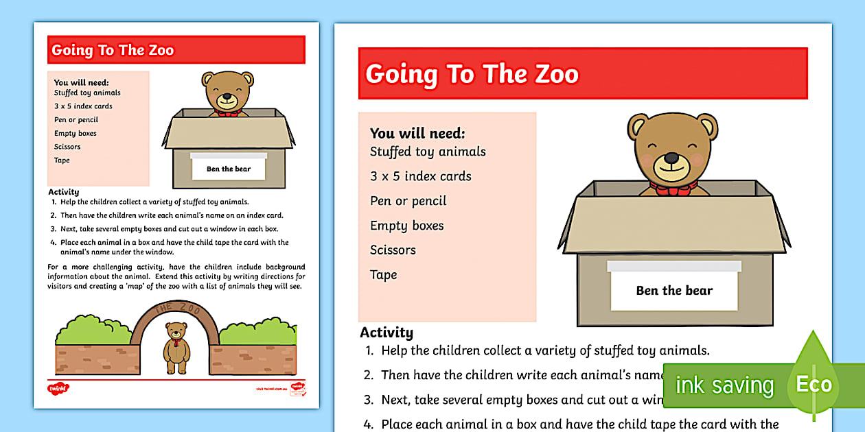 Going to the Zoo Activity (teacher made) - Twinkl
