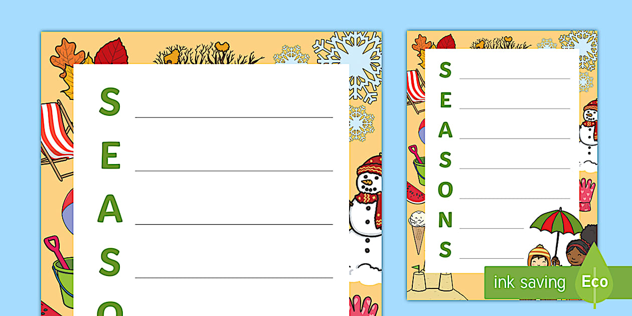 Seasons Acrostic Poem (teacher made) - Twinkl
