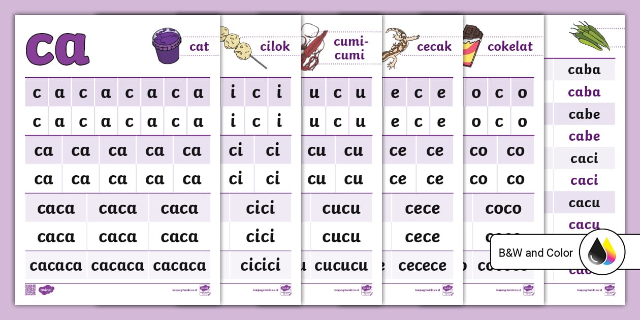 Booklet Keterampilan Membaca Suku Kata ca ci cu ce co