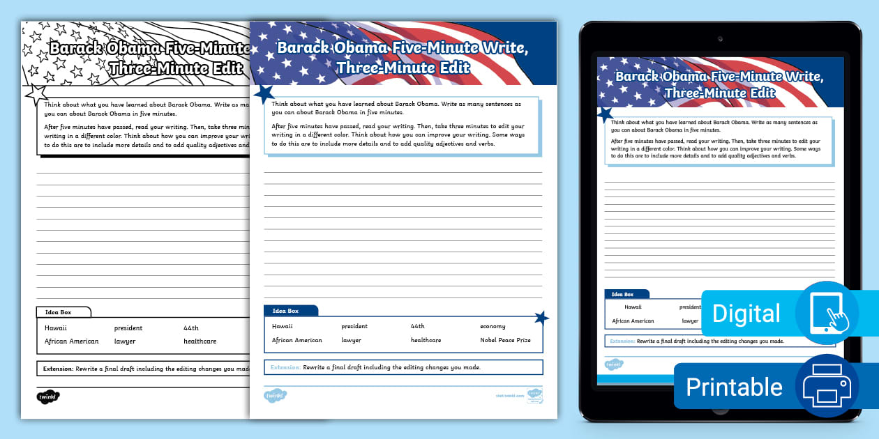 Barack Obama Five-Minute Write and Three-Minute Edit
