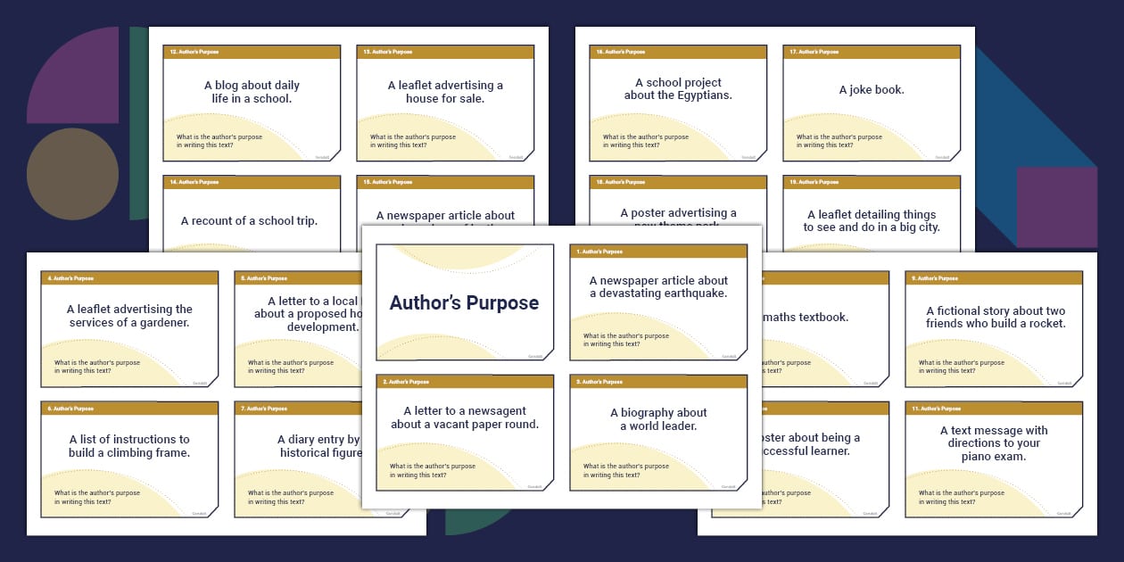 Reinforcing Author's Purpose: Guided Reading Task Cards