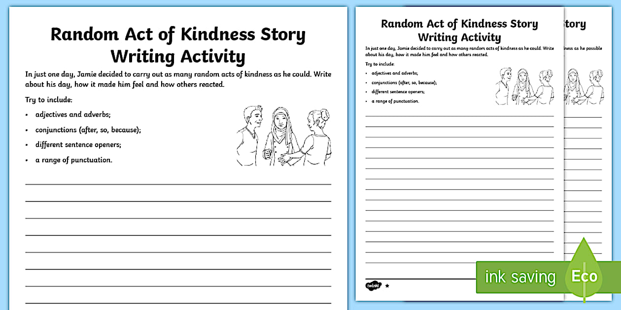 KS2 Random Acts of Kindness Story Writing Differentiated Worksheet