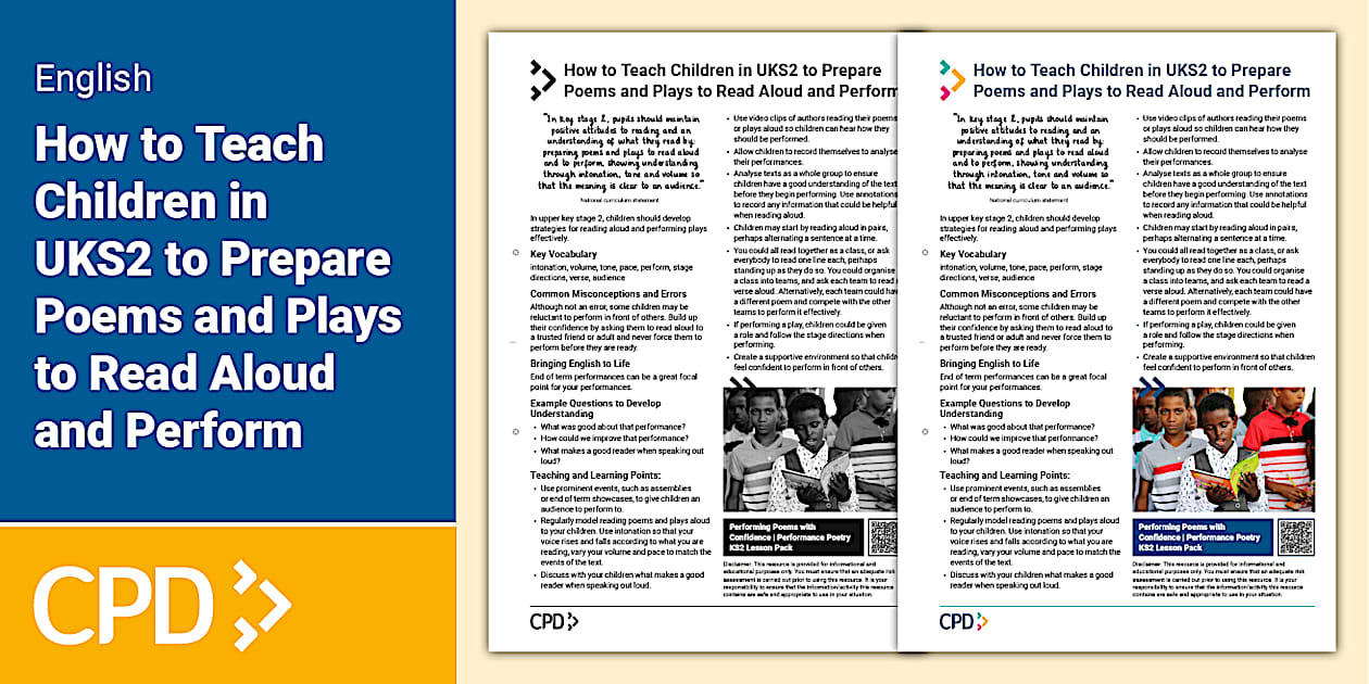 How to Teach Children in UKS2 to Prepare Poems and Plays to Read Aloud and