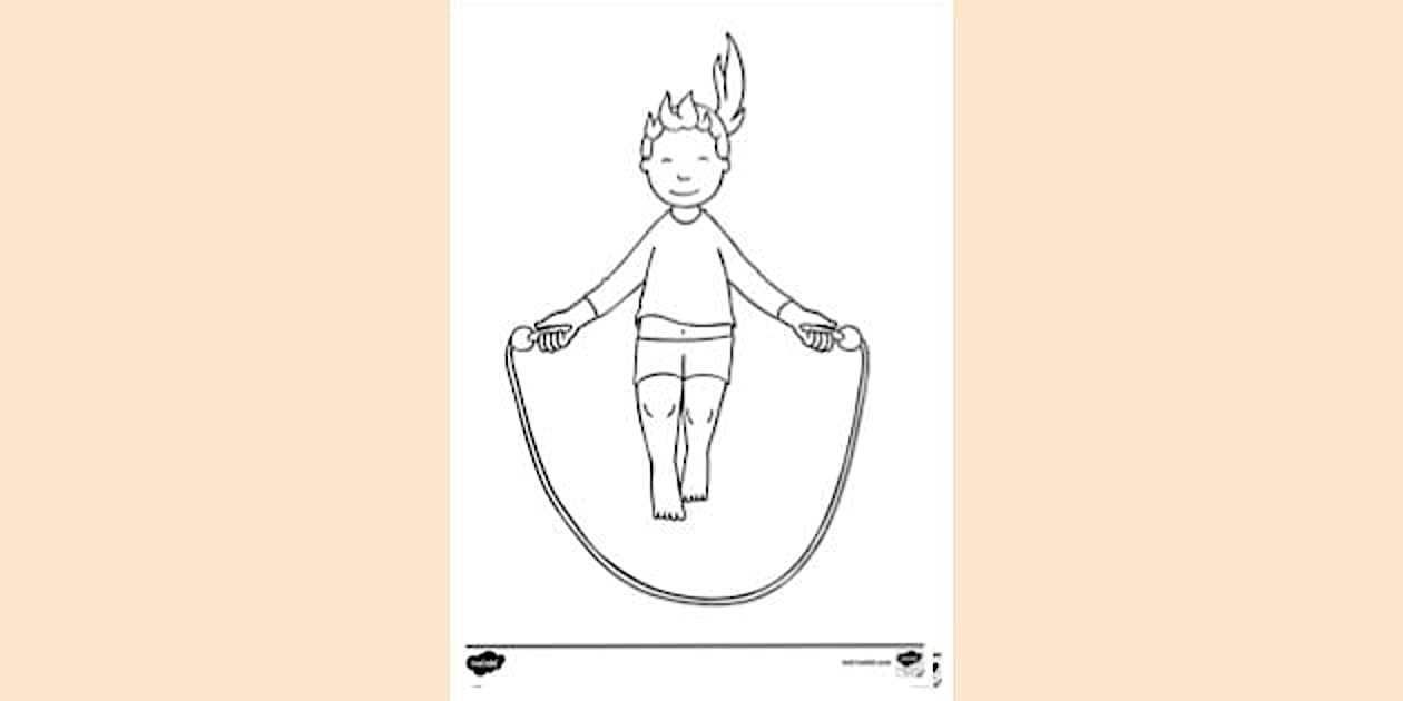 Child Skipping With A Rope Colouring Sheet - Twinkl