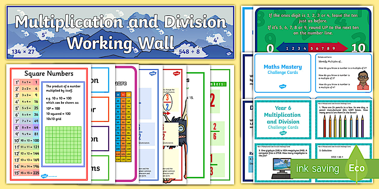 UKS2 Multiplication and Division Maths Working Wall Display Pack